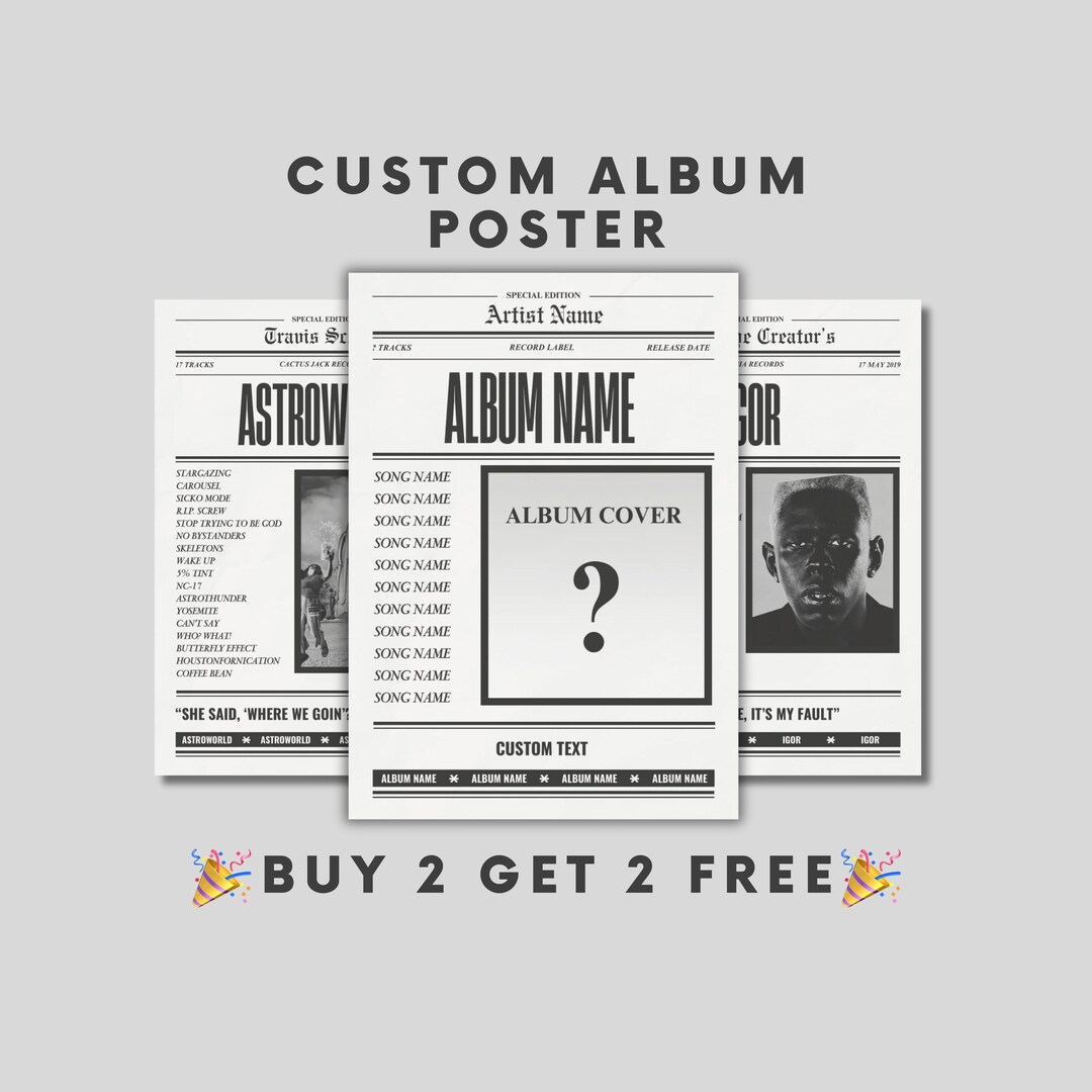 Customizable Album Cover Poster in Newspaper Style BUY 2 GET 2 FREE ...