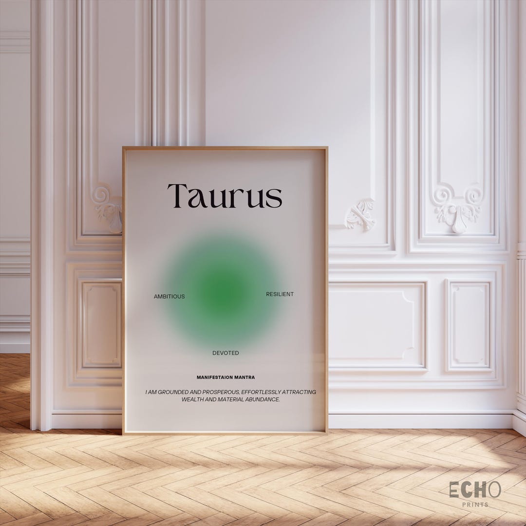 Taurus Zodiac Sign Poster - Minimalist Manifestation Wall Art ...