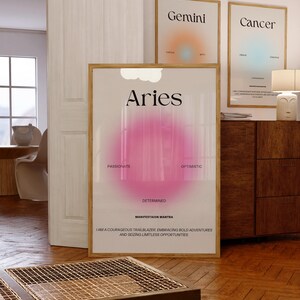 Aries Zodiac Sign Poster - Minimalist Manifestation Wall Art ...