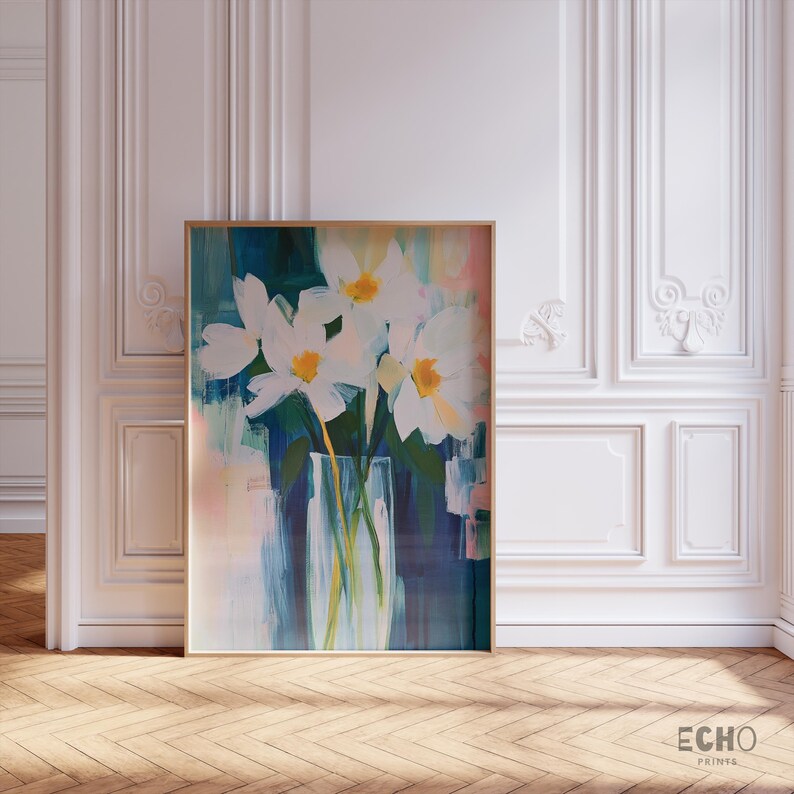 Abstract Floral Art - Modern Daffodil Painting Digital Download for ...