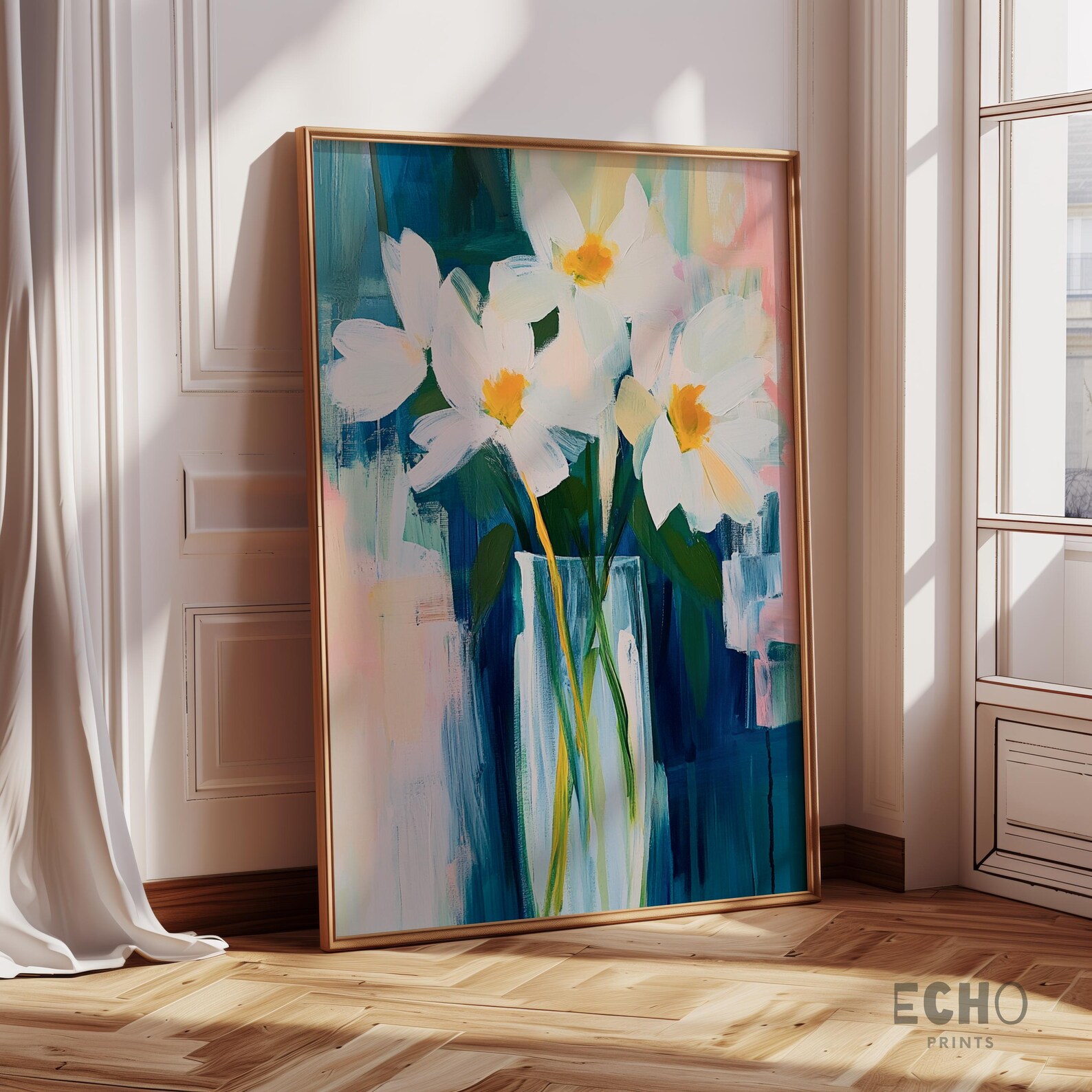 Abstract Floral Art - Modern Daffodil Painting Digital Download for ...