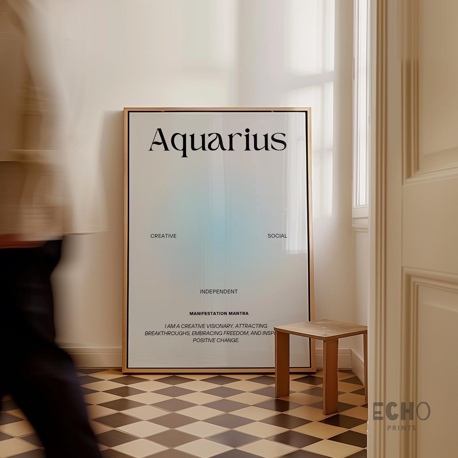 Aquarius Zodiac Sign Poster - Minimalist Manifestation Wall Art ...