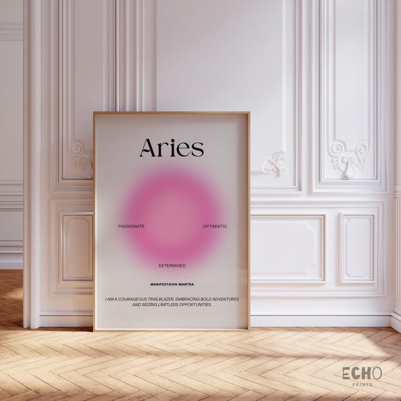 Aries Zodiac Sign Poster - Minimalist Manifestation Wall Art ...