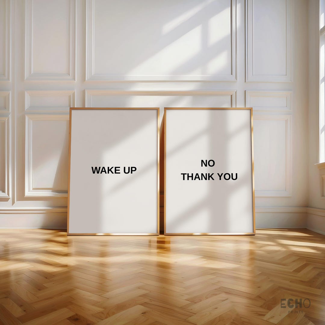 Wake up No Thank You Printable Wall Art Set | Typography Digital Prints ...