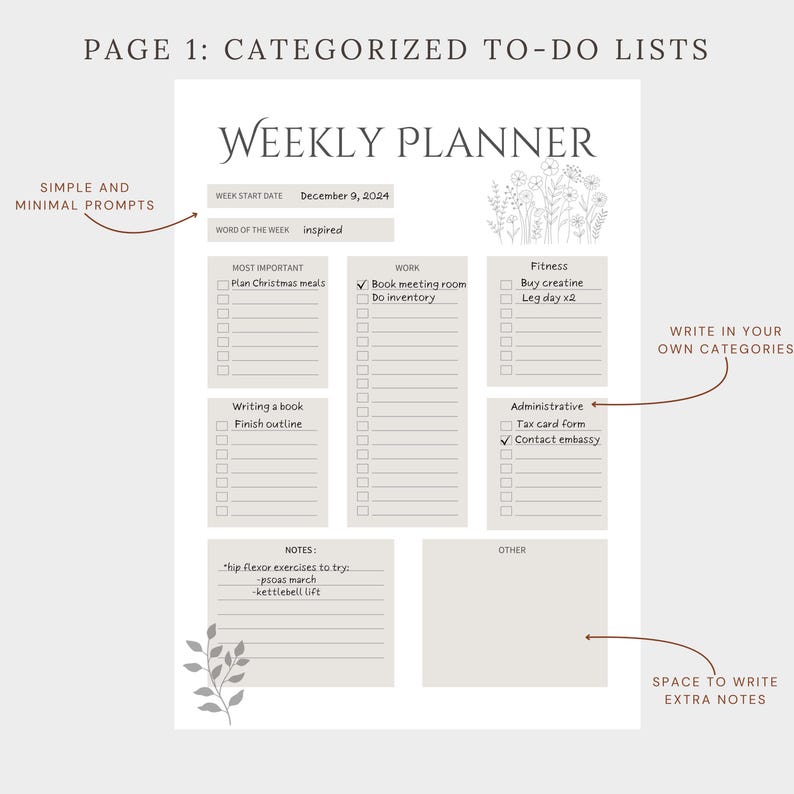 Printable Planner Template | Weekly Planner | Minimalist Neutral ...