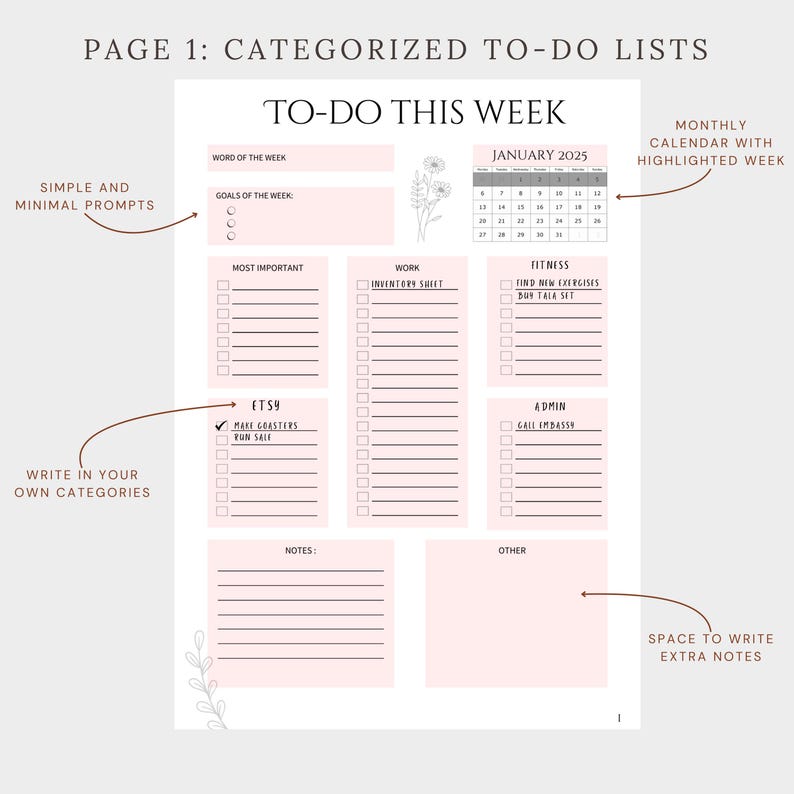 2025 Weekly Planner Template Printable Weekly To-do Lists & Daily Event ...