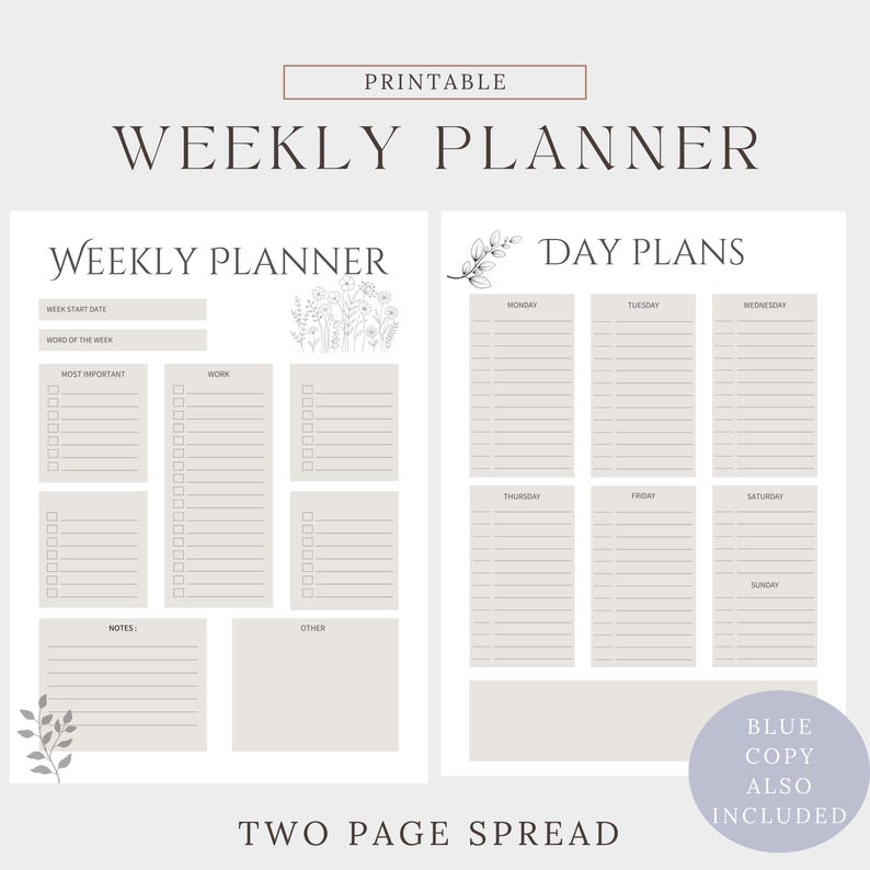 Printable Weekly Planner Template Minimalist Neutral Digital Planner ...