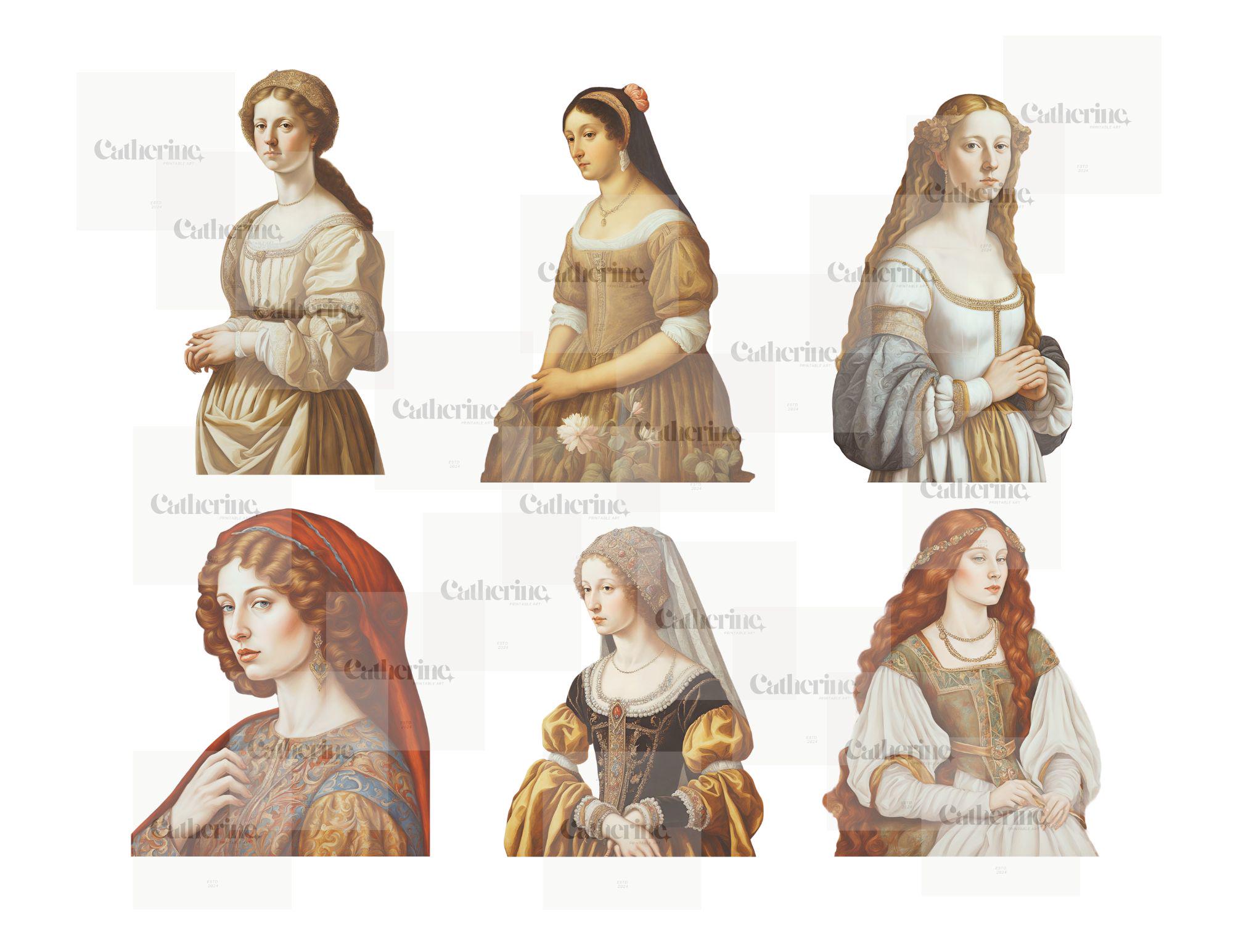 Renaissance Women Clip Art Bundle | Digital Download Fussy Cuts for ...