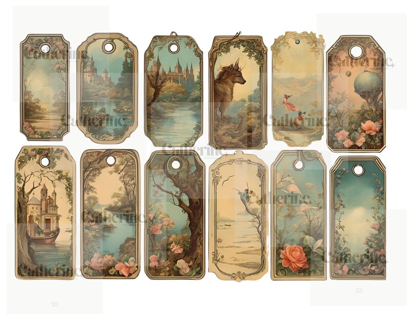 Fantasy Fairy Junk Journal Tags , Printable Images, Instant Download ...