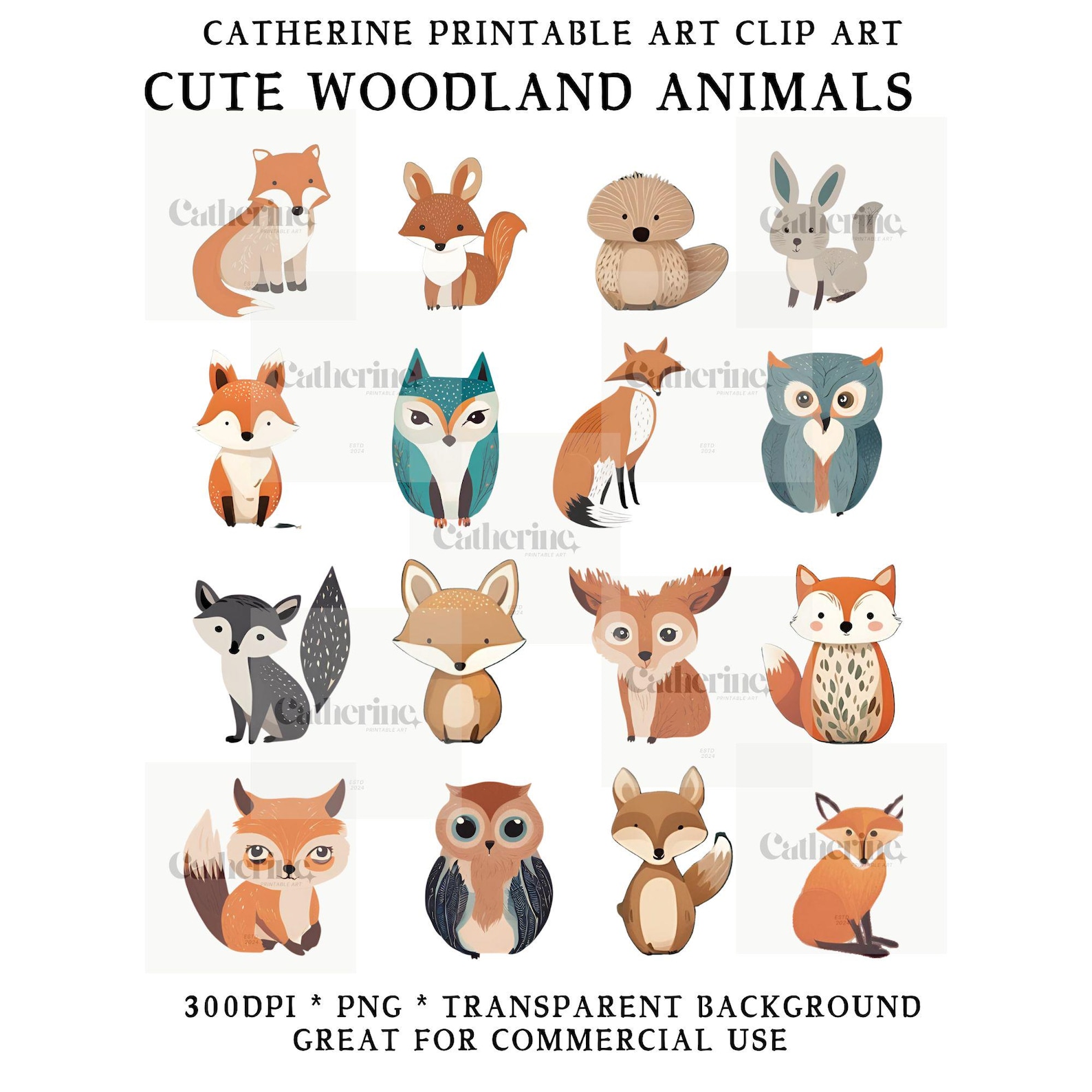 Cute Woodland Animals Clipart for Baby Decor, or for Designing for ...