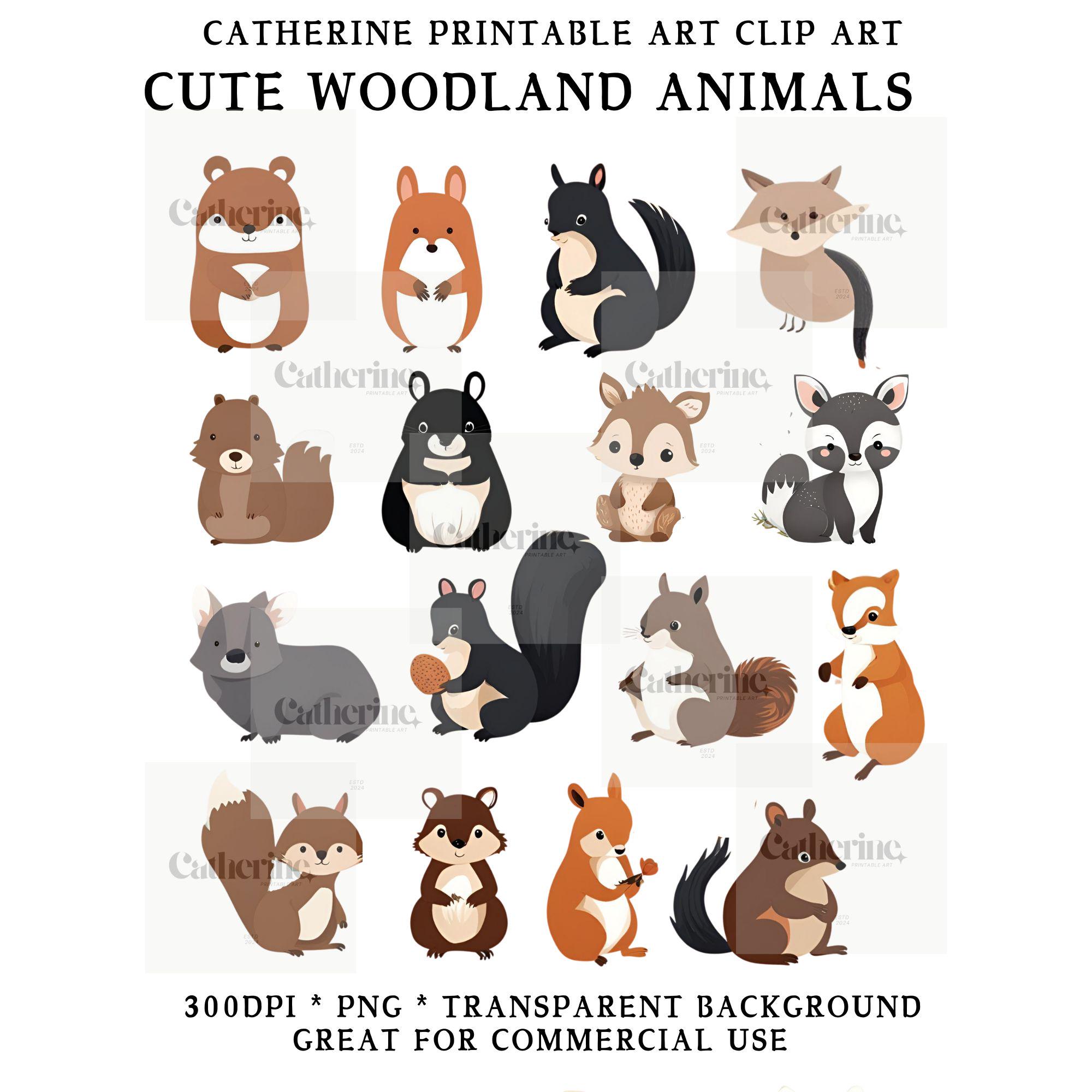 Cute Woodland Animals Clipart for Baby Decor, or for Designing for ...