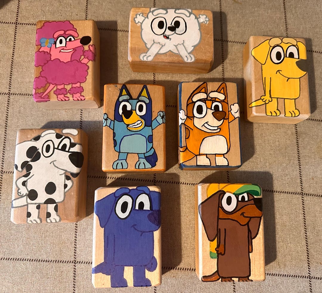 Bluey Themed Wooden Blocks - Etsy UK