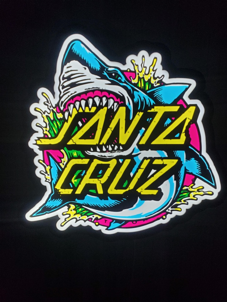 Vintage Santa Cruz Shark Skateboard Logo. Custom Led Lightbox 3D ...