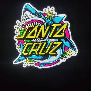 Vintage Santa Cruz Shark Skateboard Logo. Custom Led Lightbox 3D ...