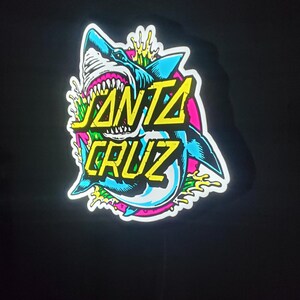 Vintage Santa Cruz Shark Skateboard Logo. Custom Led Lightbox 3D ...