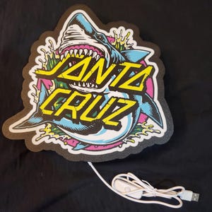 Vintage Santa Cruz Shark Skateboard Logo. Custom Led Lightbox 3D ...