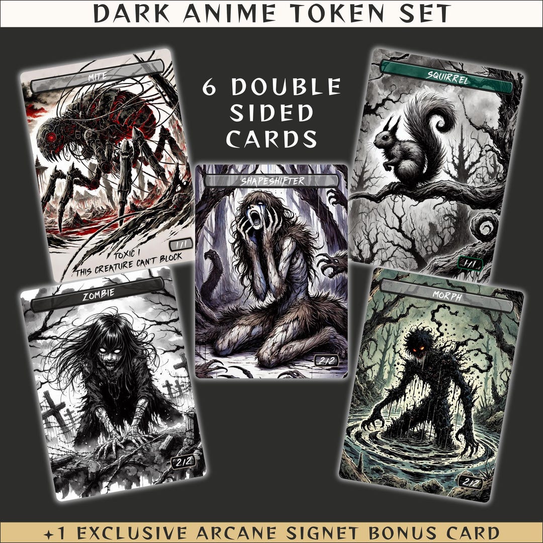 6 Double Sided Anime Horror Tokens for Magic the Gathering (custom Full ...