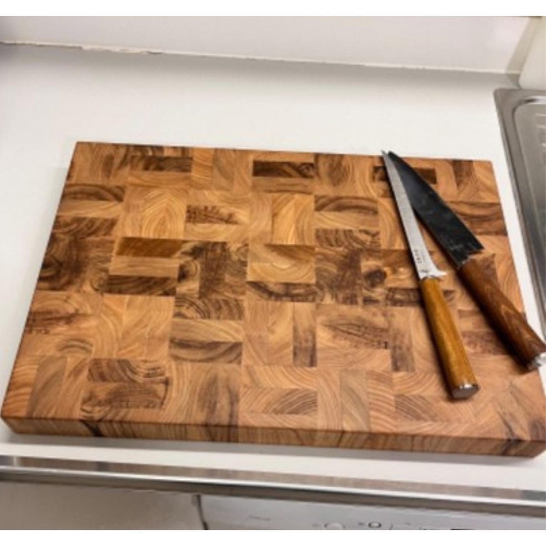 Chestnut End Grain Cutting Board – Handmade Reversible Wood Butcher ...