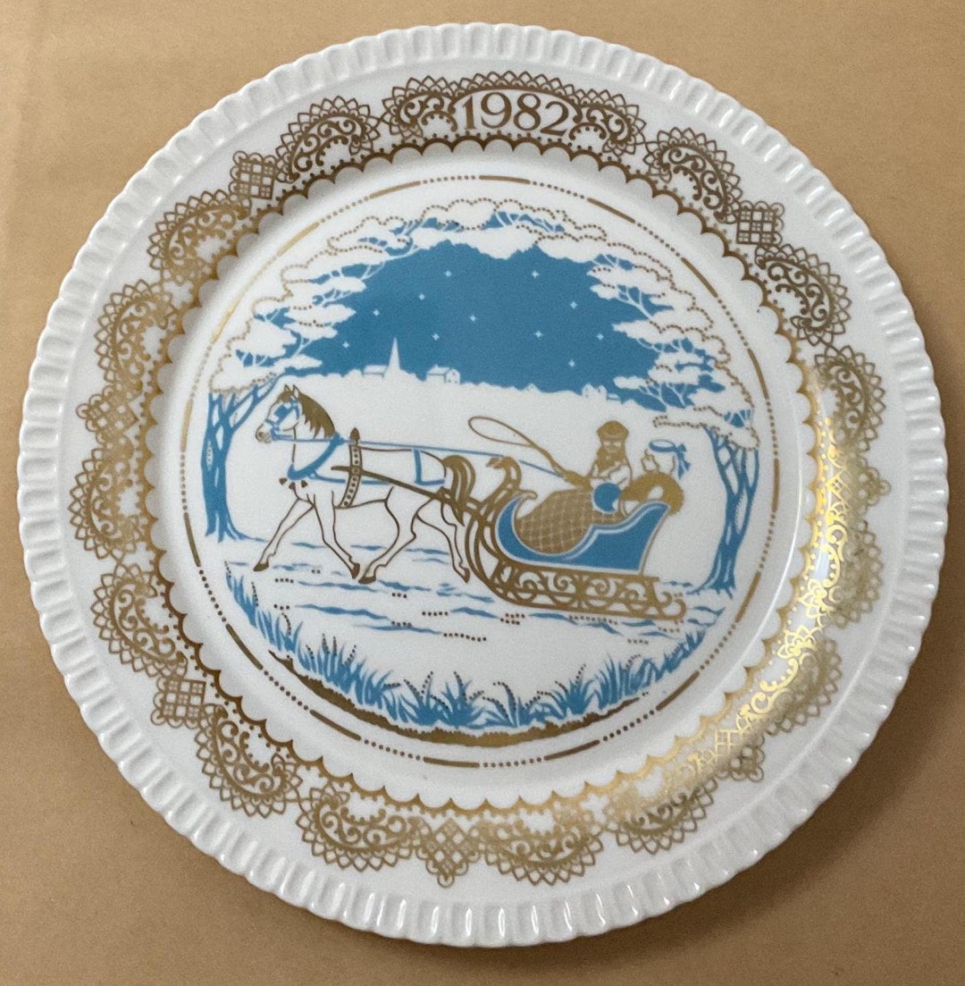 Spode Christmas Plate 1982 Sleigh Ride - Etsy