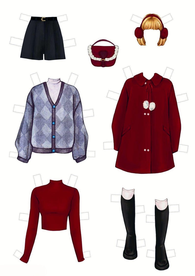 Printable Fashion Paper Doll Set With Stylish Outfits – DIY Craft Kit ...