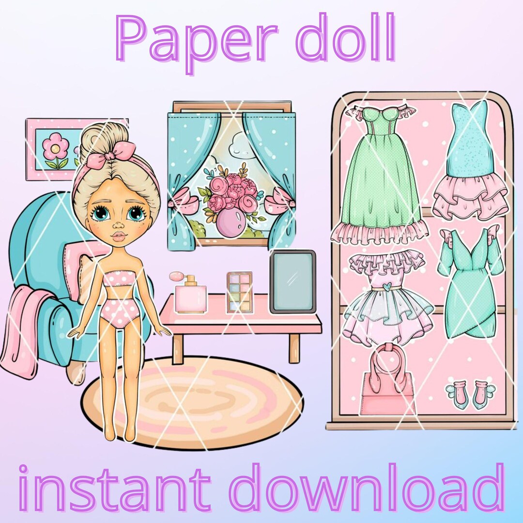 Paper Doll, Printable Doll, Kids Art Activity, Busy Book - Etsy