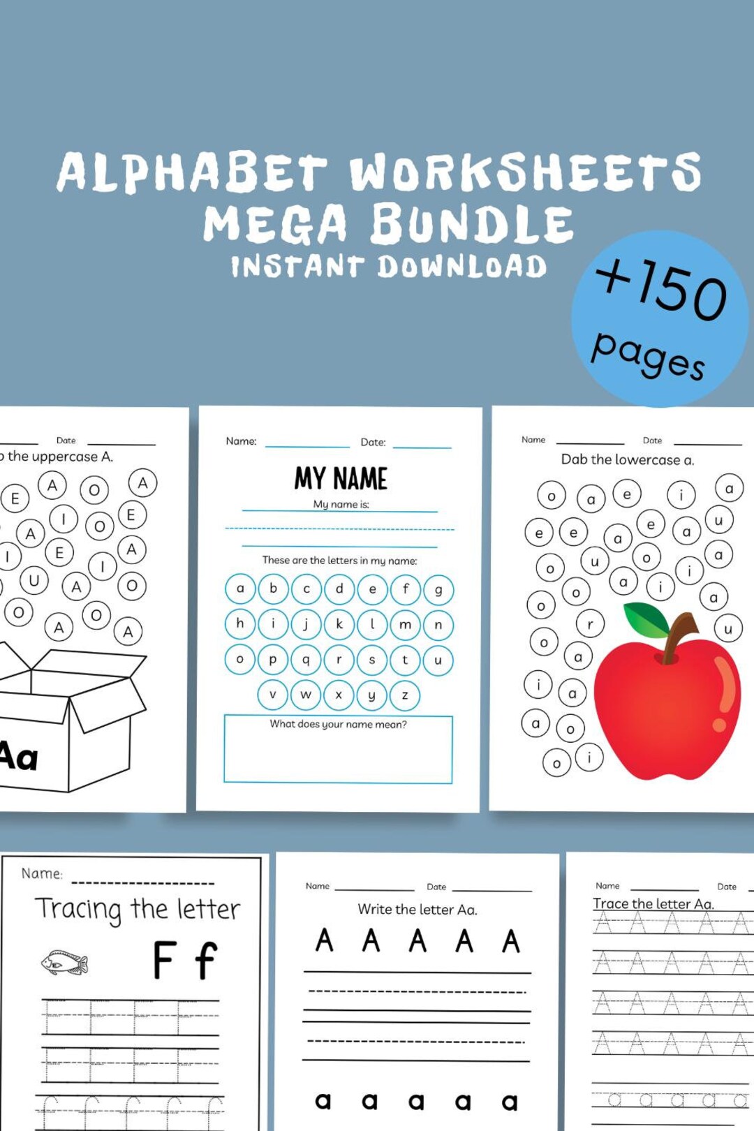 Alphabet Worksheets Printable for Kids Tracing, Coloring, Handwriting ...