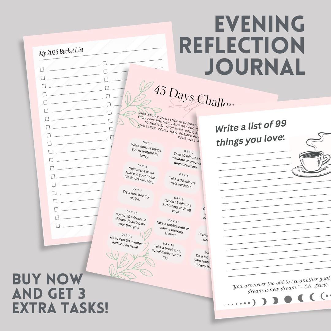 30-day Personal Growth & Mindfulness Journal, Instant Download, 69 ...