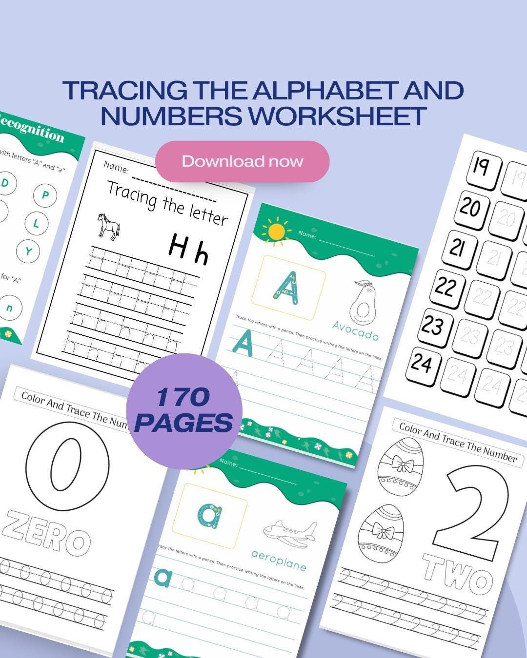 Alphabet Numbers Tracing Page, Handwriting Chart, Letter Tracing ...