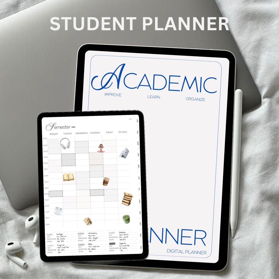 Academic Planner, Monthly Weekly Semester, College School Journal ...