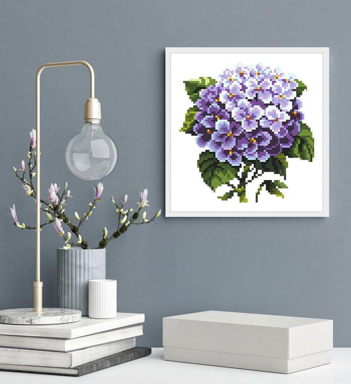 Purple Hydrangea Flower Cross Stitch Pattern Instant PDF Download - Etsy