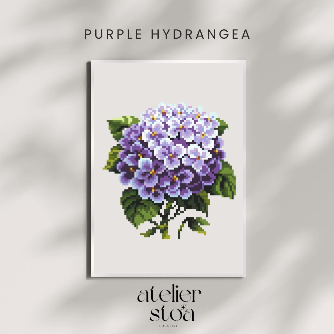 Purple Hydrangea Flower Cross Stitch Pattern Instant PDF Download - Etsy