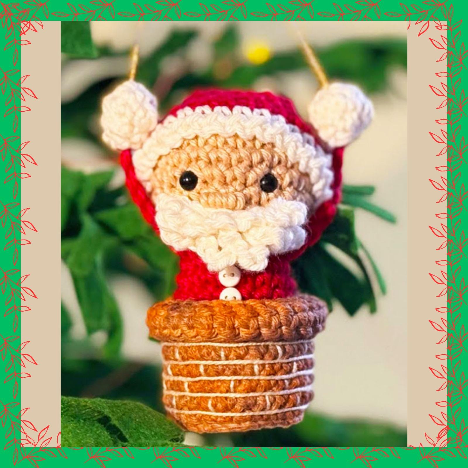 Santa Crochet Pattern, Crochet Christmas Decor, Crochet Christmas Santa ...