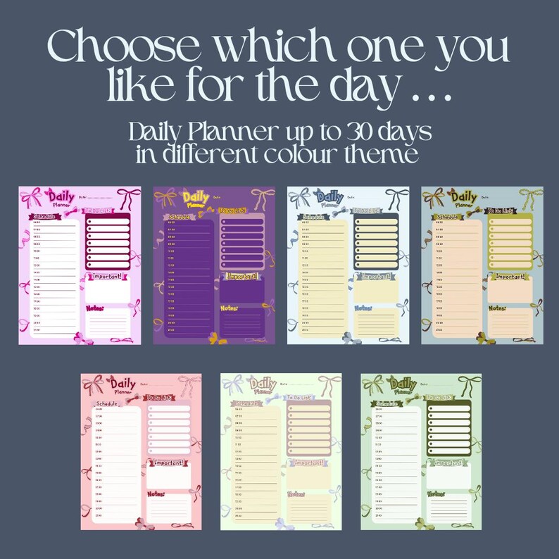 Lovely Daily Planner for A Month in Bow-inspired Theme | Digital and ...