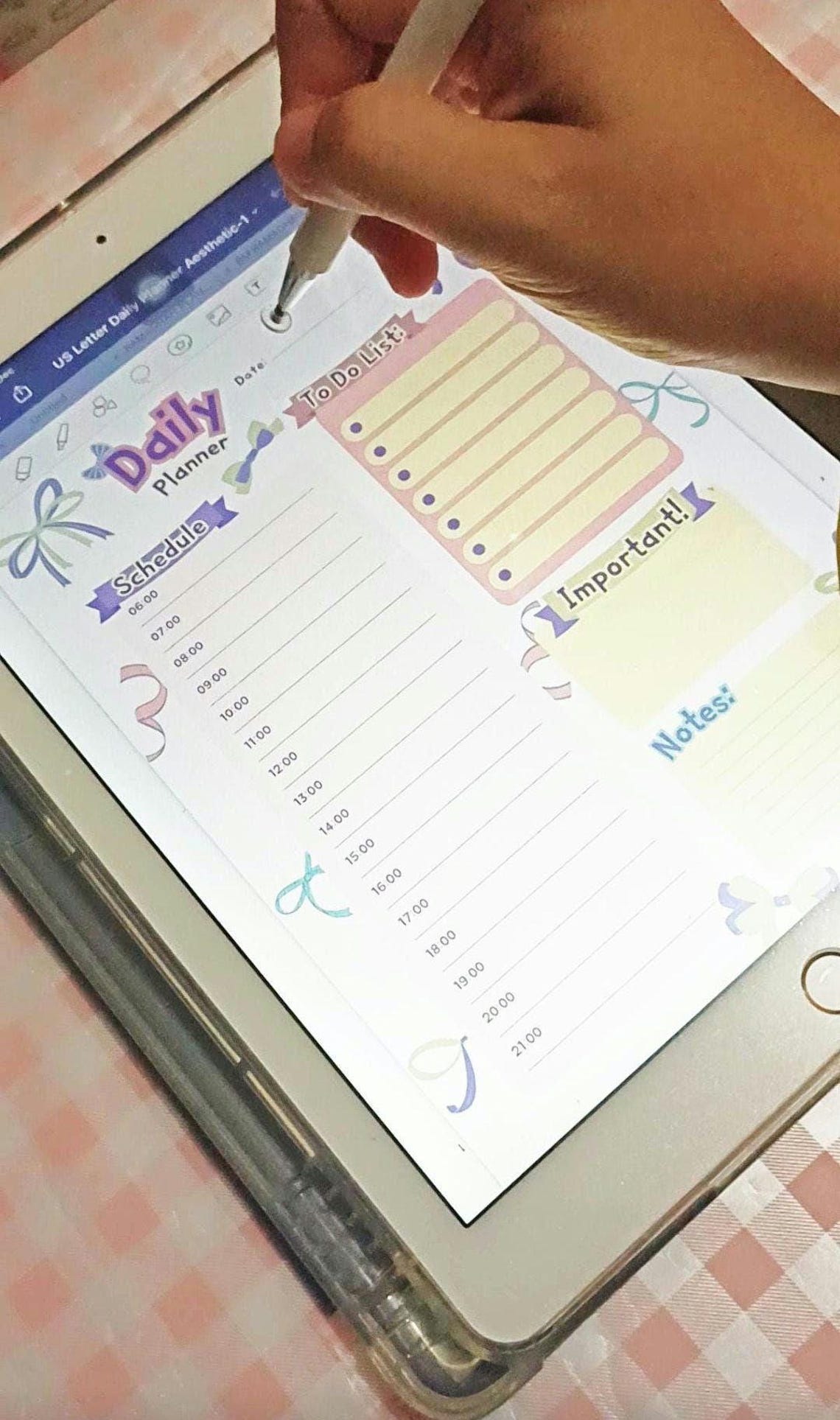Daily Planner | Printable A4, A5, US Letter (PDF) | Bow Coquette Theme ...