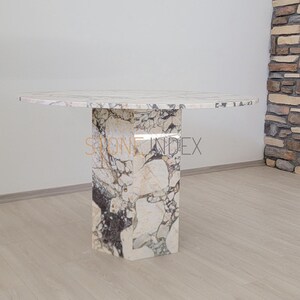 Handmade Round Calacatta Viola Marble Dining Table – Modern Stone ...