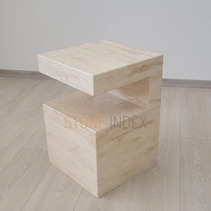 Light Travertine Side Table – 100% Natural Stone – YS3 - Etsy