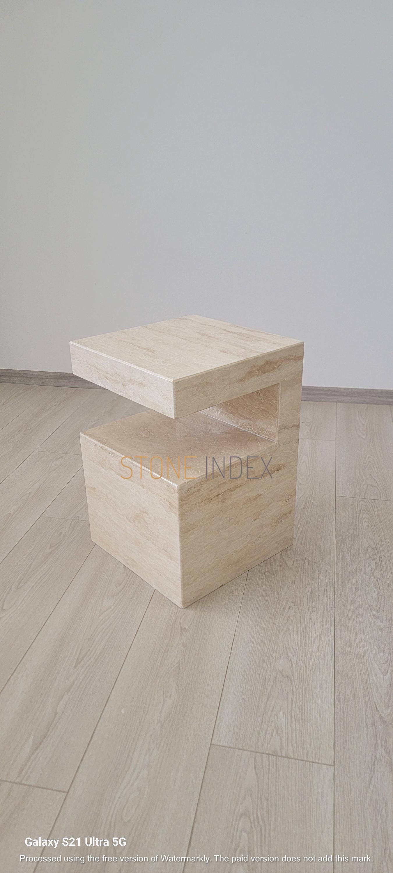Light Travertine Side Table – 100% Natural Stone – YS3 - Etsy
