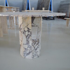 Handmade Round Calacatta Viola Marble Dining Table – Modern Stone ...