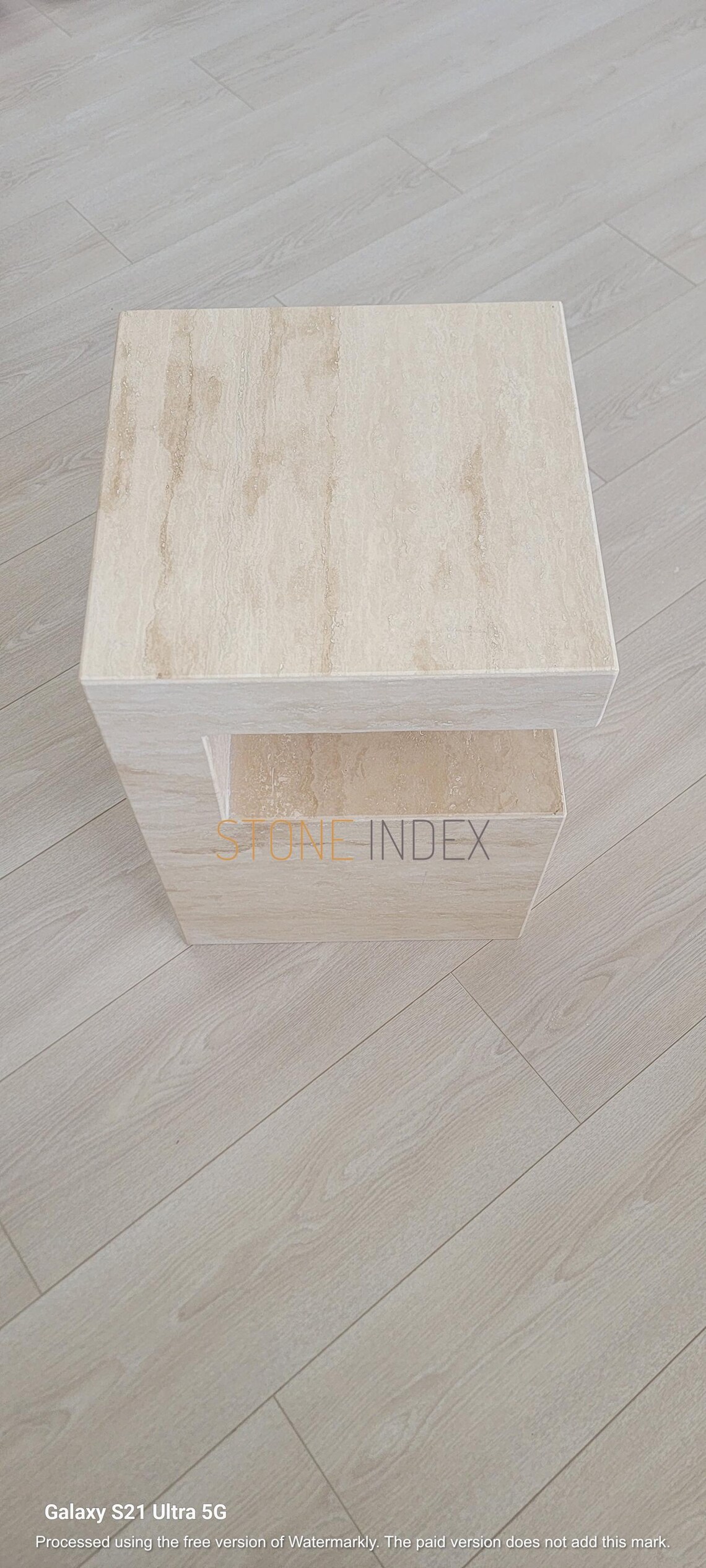 Light Travertine Side Table – 100% Natural Stone – YS3 - Etsy