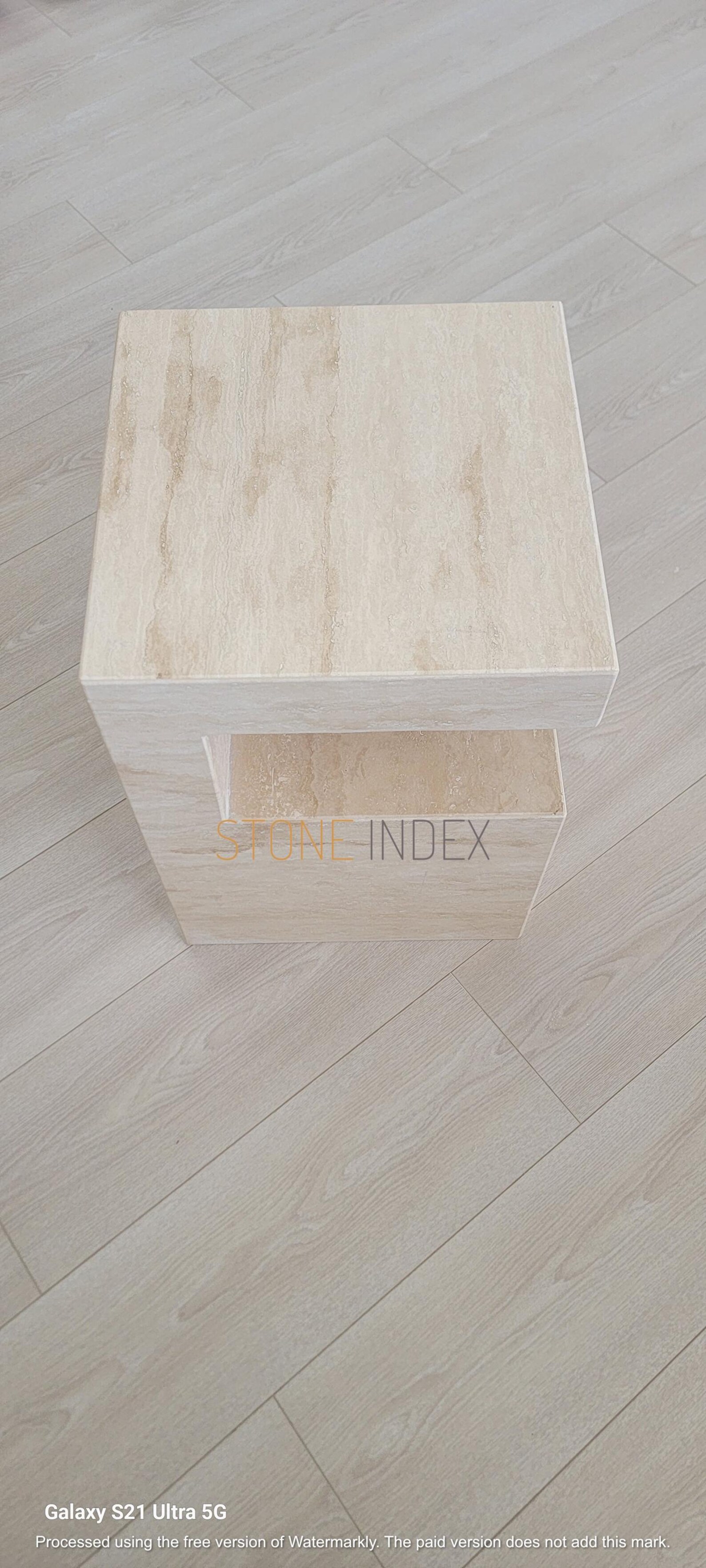 Light Travertine Side Table – 100% Natural Stone – YS3 - Etsy
