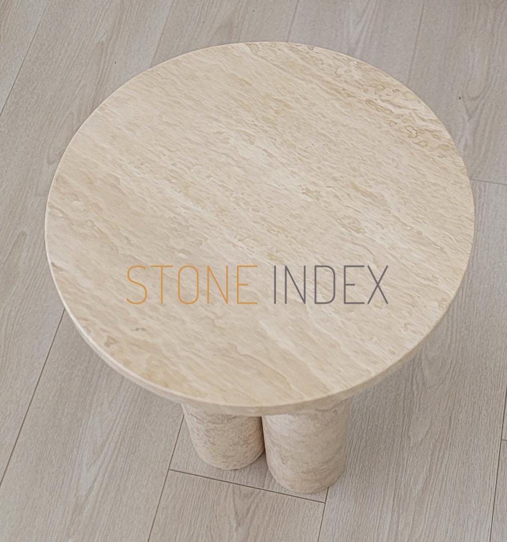 Handmade Travertine Side Table – Natural Stone Accent Table - Etsy