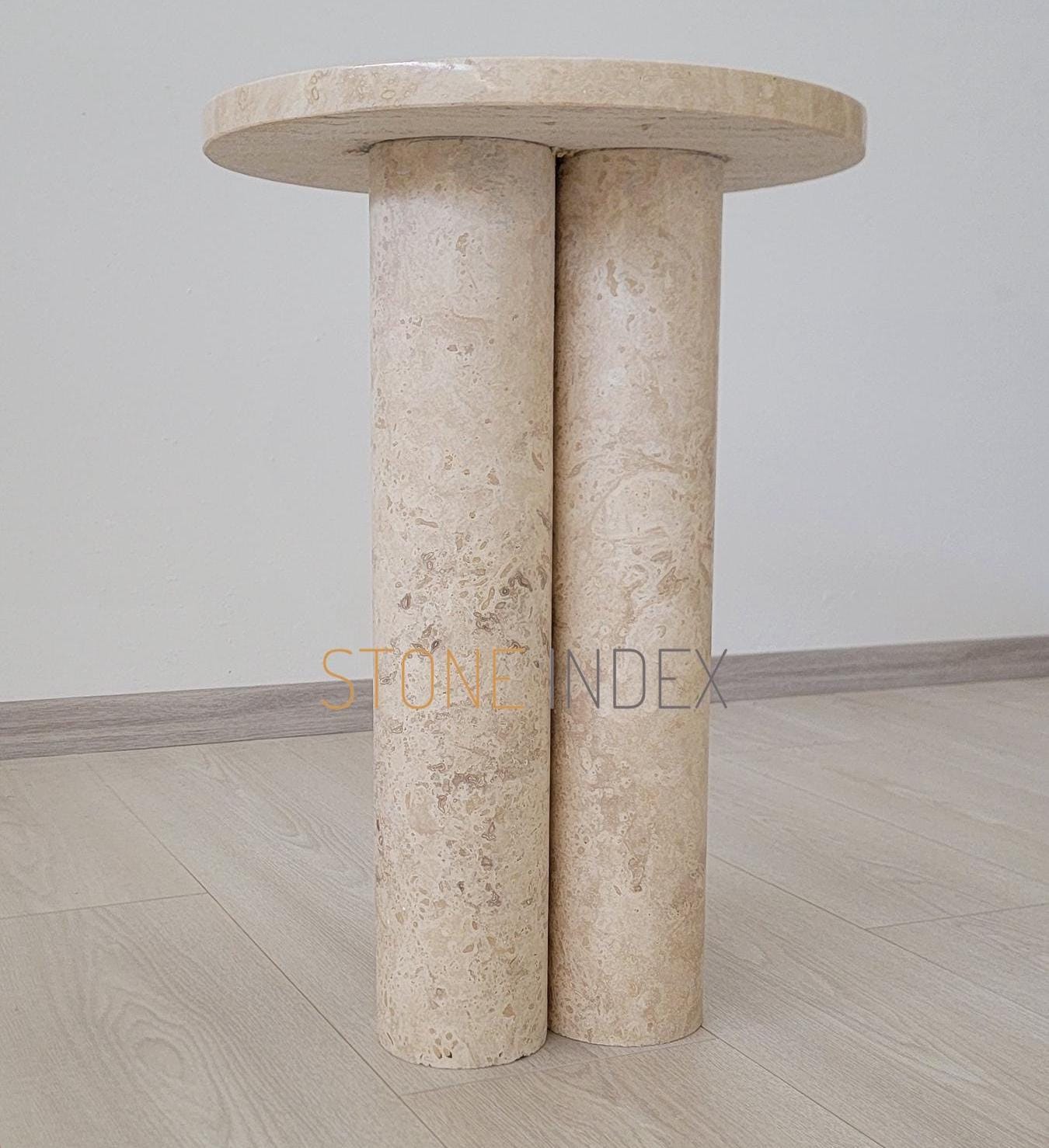 Handmade Travertine Side Table – Natural Stone Accent Table - Etsy