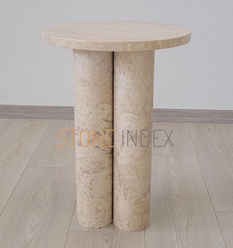 Handmade Travertine Side Table – Natural Stone Accent Table - Etsy