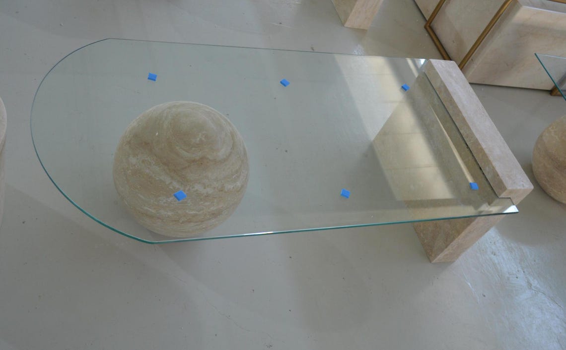 Travertine & Glass Coffee Table - 100% Natural Stone - Handmade With ...