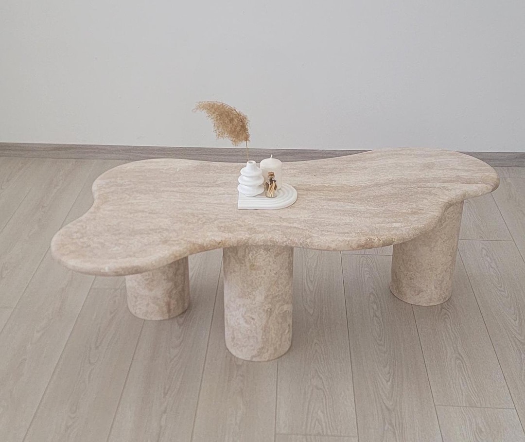 Design Travertine Coffee Table - 100% Natural Stone - Handmade With ...