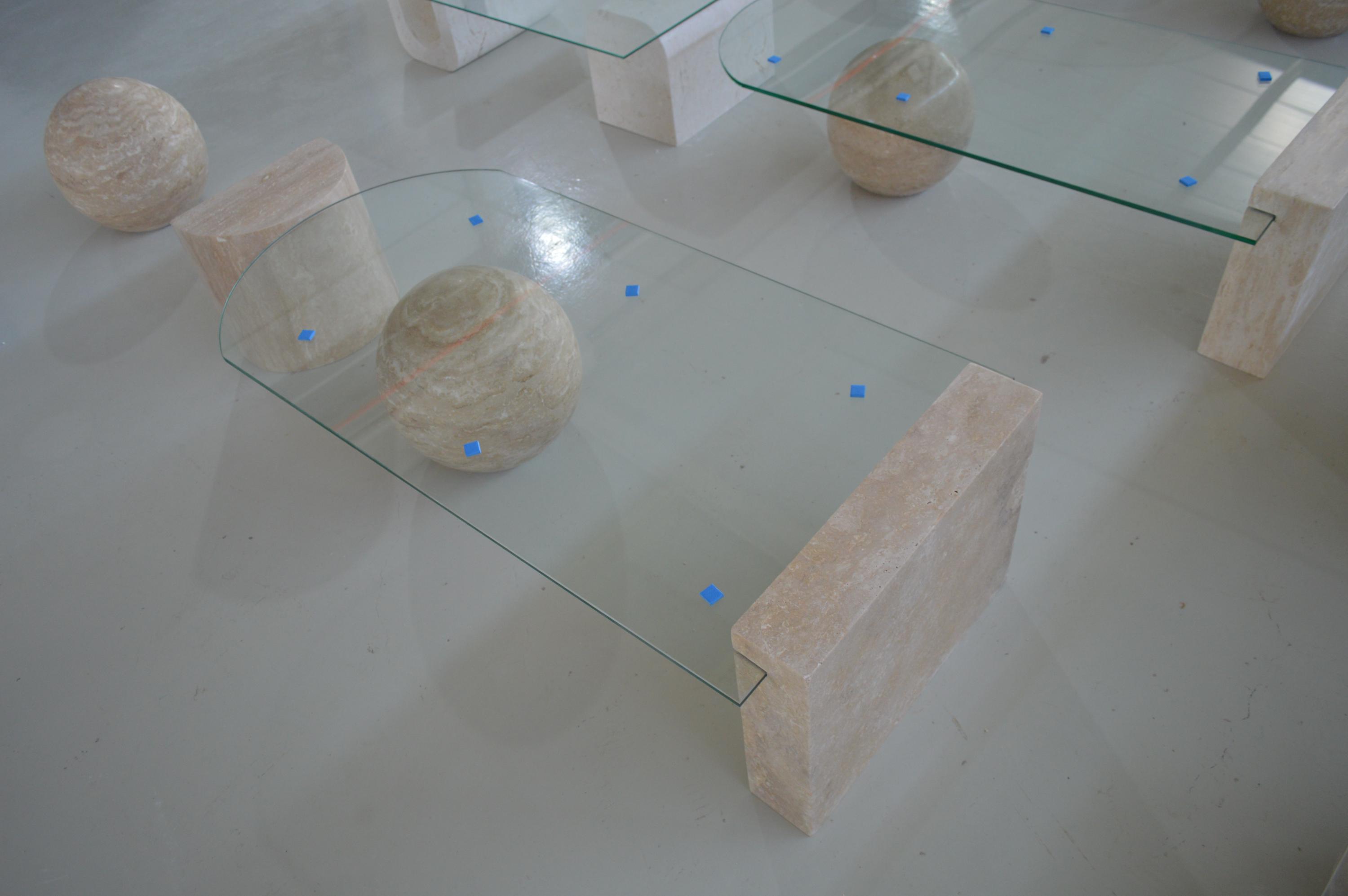Travertine & Glass Coffee Table - 100% Natural Stone - Handmade With ...