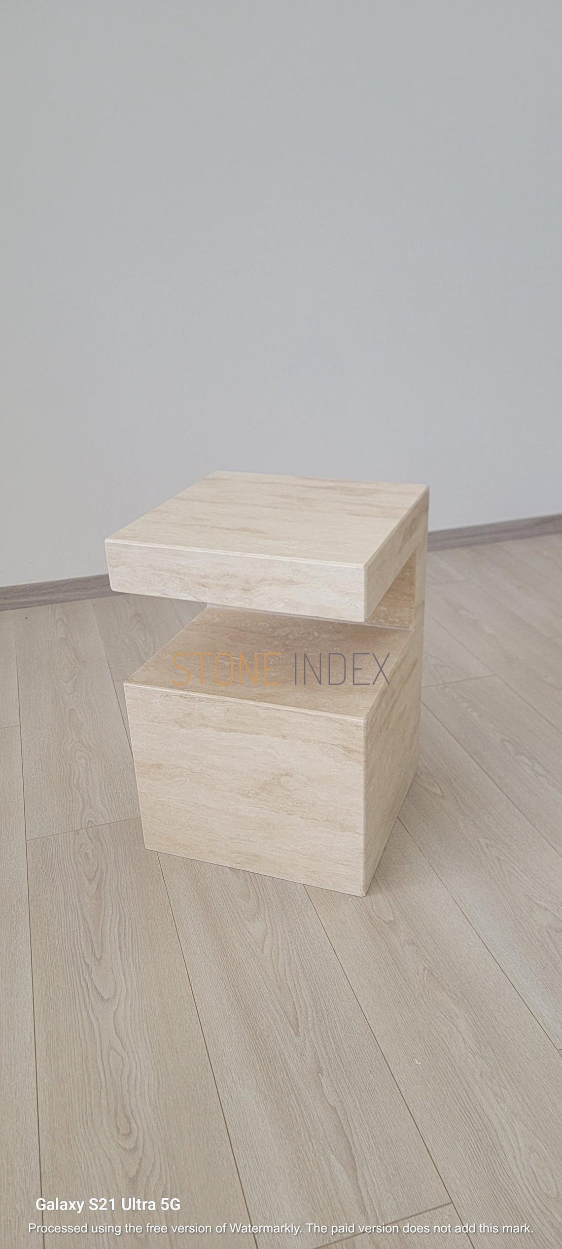 Light Travertine Side Table – 100% Natural Stone – YS3 - Etsy