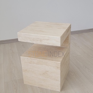 Light Travertine Side Table – 100% Natural Stone – YS3 - Etsy