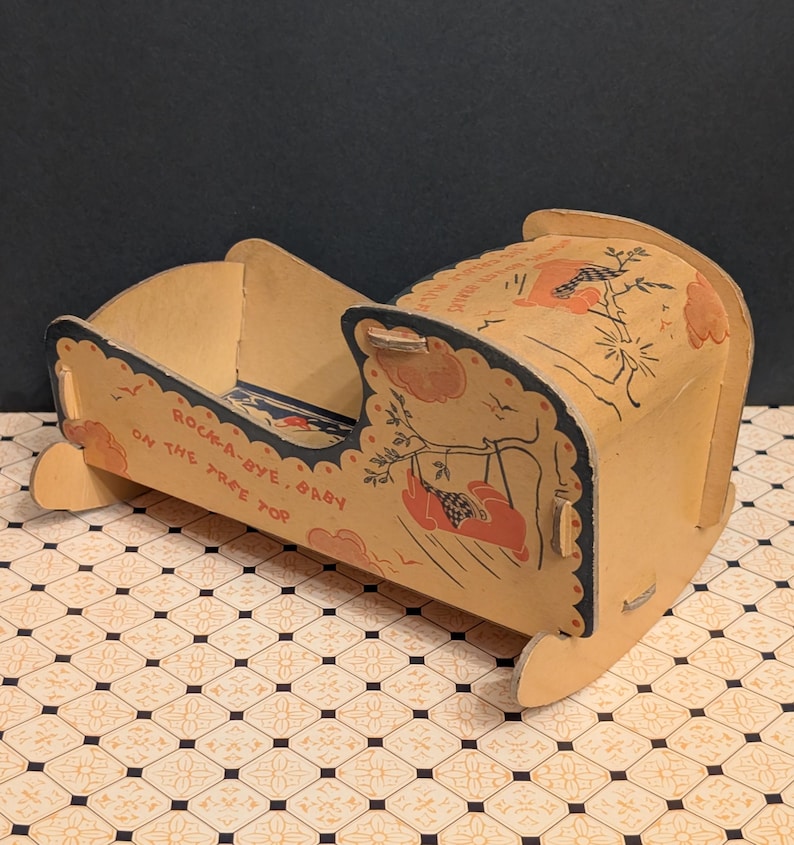 Rare Traditional 50's Canopy Rocke-bye-baby Cardboard Rocker Cradle ...