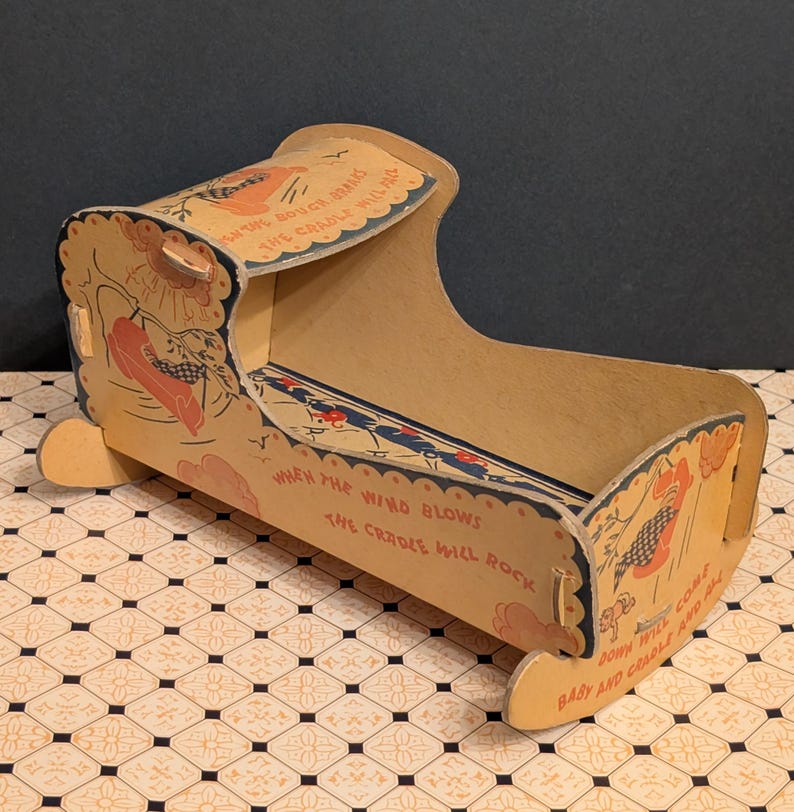 Rare Traditional 50's Canopy Rocke-bye-baby Cardboard Rocker Cradle ...
